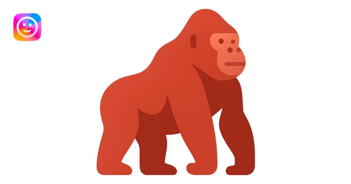 red ape, minimal style, flat colors icon | AI Emoji Generator