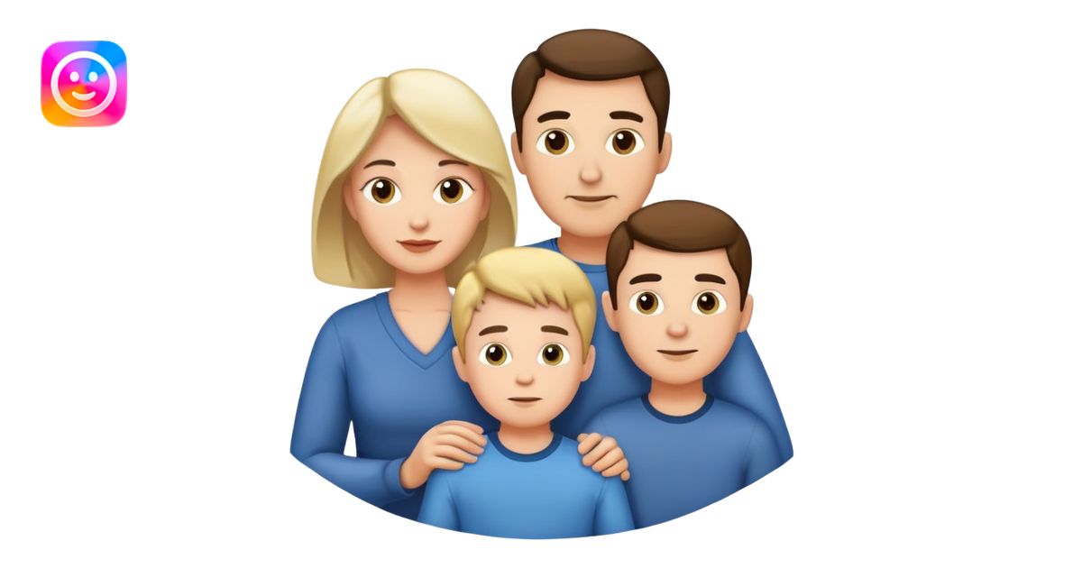 Mom and dad and two sons emoji | AI Emoji Generator