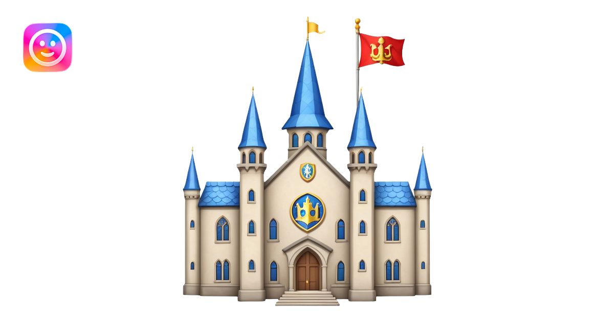magic school, with a flag, flag on a roof emoji | AI Emoji Generator