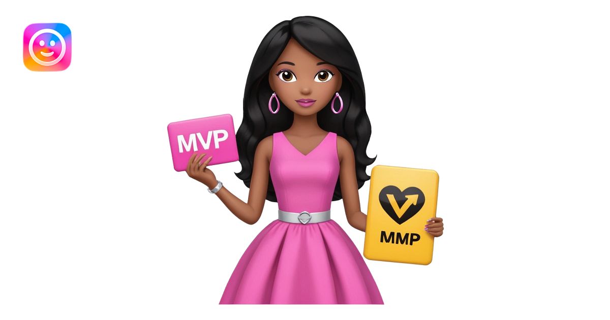 Black barbie, long black hair, pink dress holding mvp sign emoji | AI ...