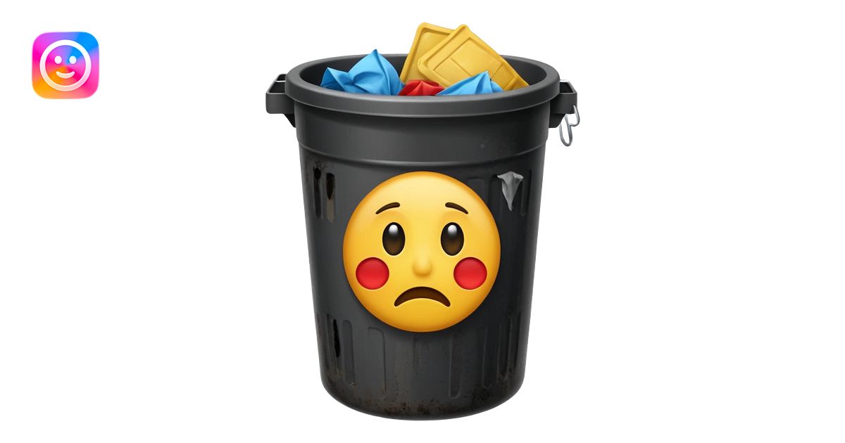 put an emoji into a trash bin. show just the emoji in a trash bin emoji ...