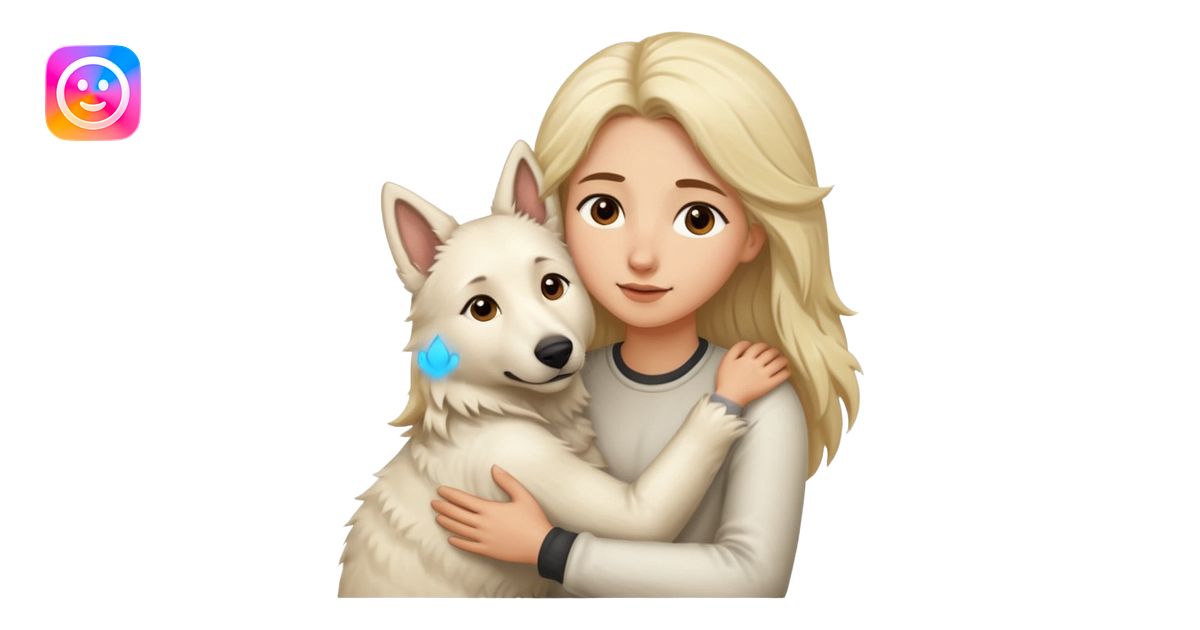 White Shepard short fur Brown eyes .the Dog ist huggin from a Long ...