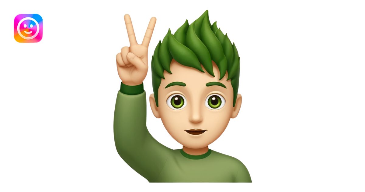 bhindi with big eyes antwo hands showing vitory sign emoji | AI Emoji ...