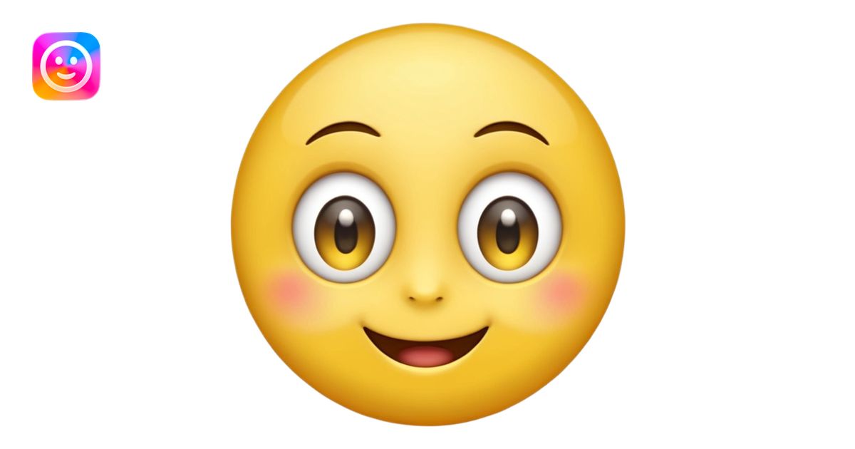 "A super happy, hope-filled emoji with a bright yellow round face, big ...