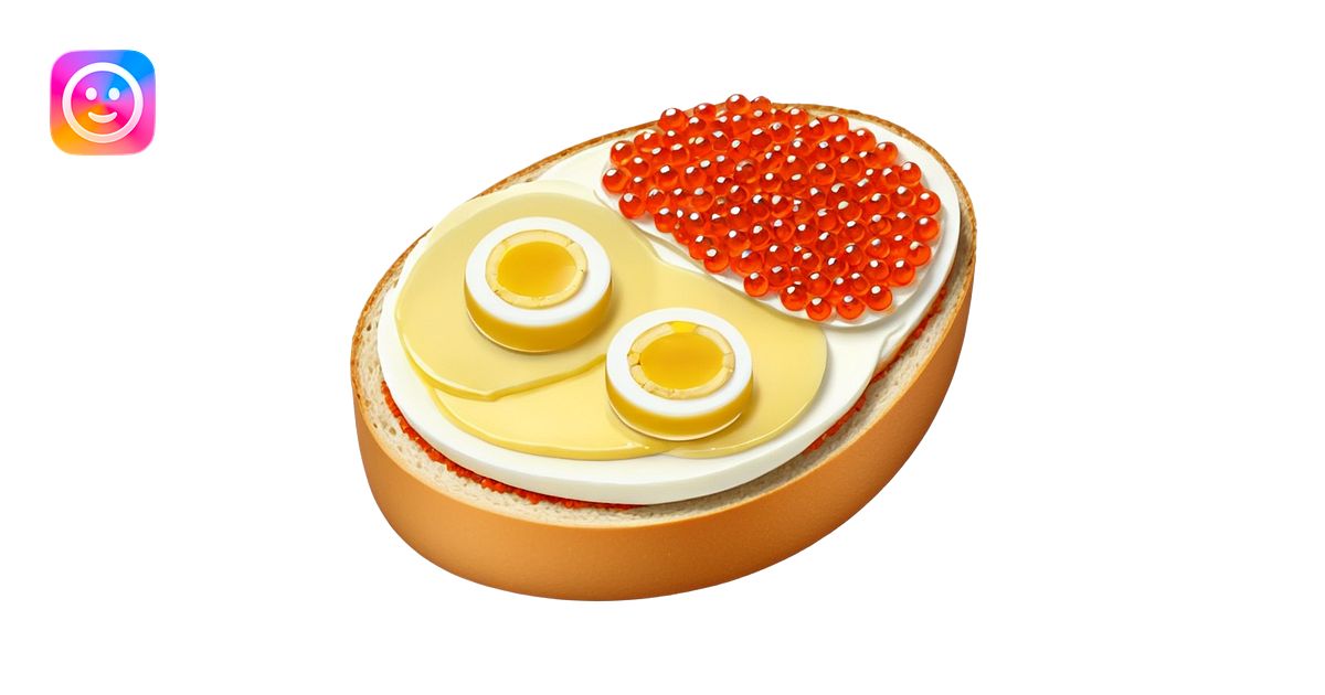open sandwich with butter, boiled half egg, slice of lemon, red caviar ...