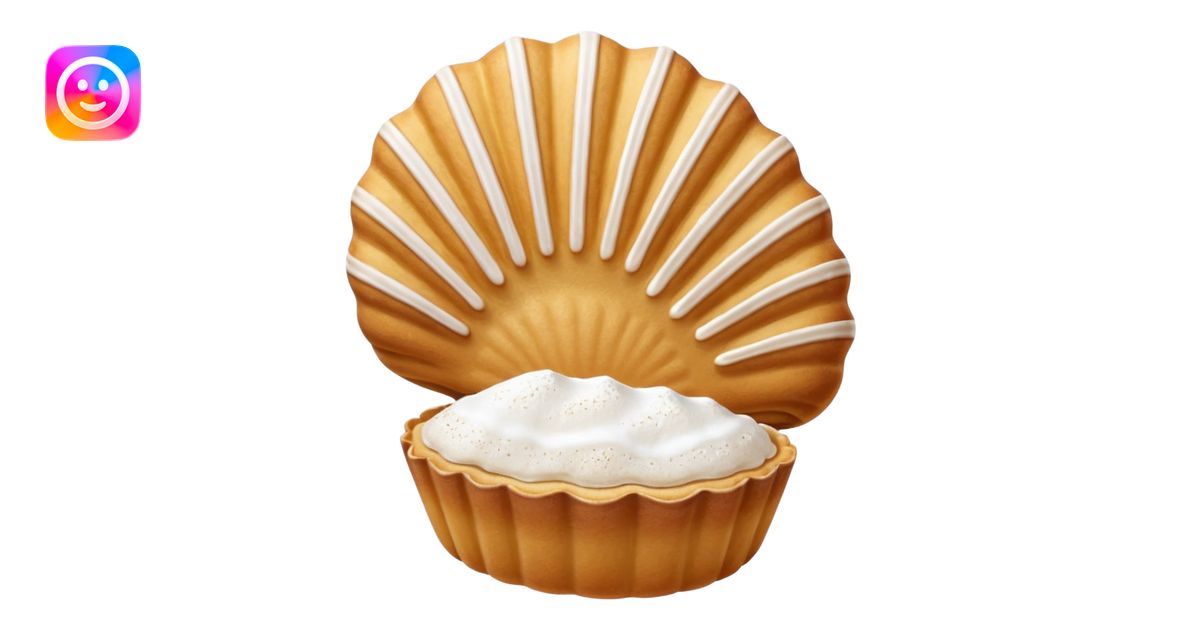 A madeleine pastry. Oval shaped with four to five vertical lines going ...