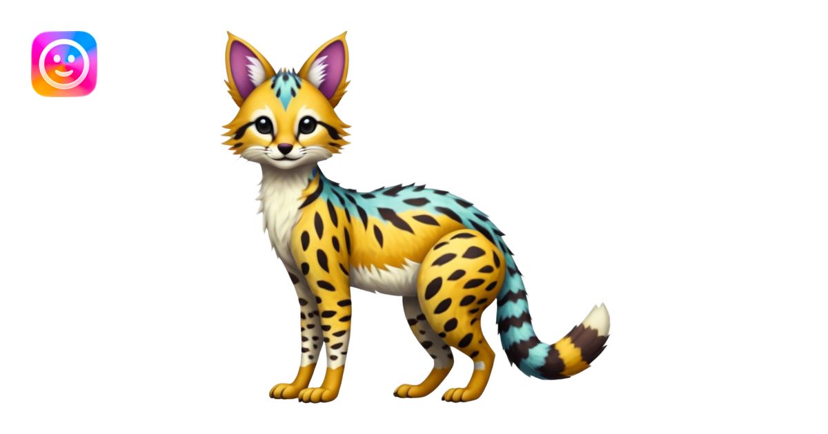 Colorful Soft Bobcat-Sergal-Numbat-Serval-Genet-Fakémon-fusion-hybrid ...
