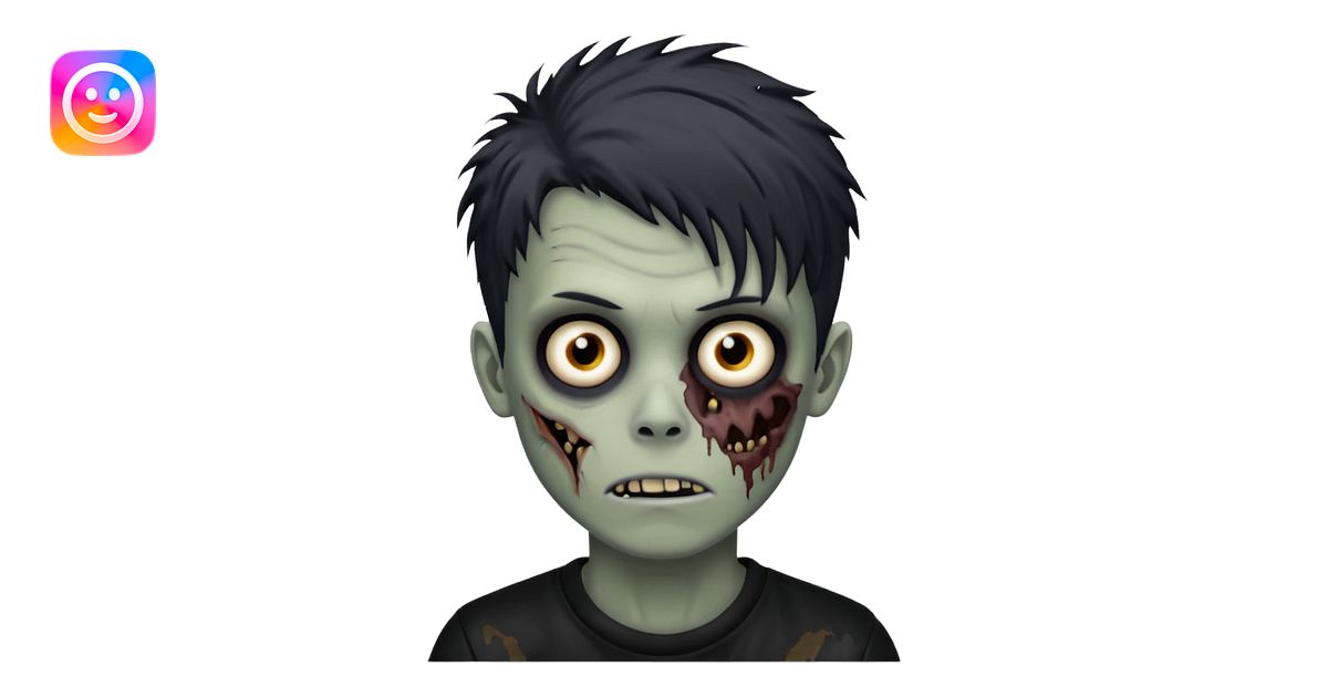 Zombie Boy with black médium large messy hair and teenager aparience ...