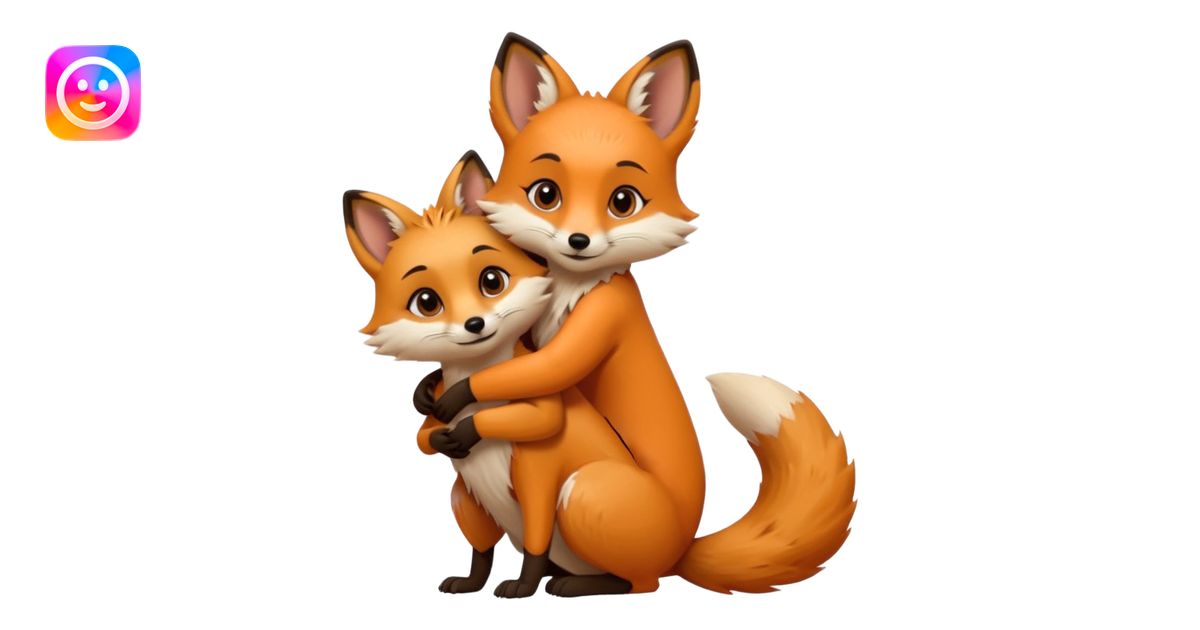A cute female 9 tail fox hugging a meerkat emoji | AI Emoji Generator