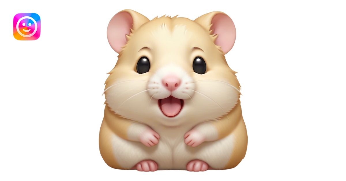 Cinematic Cute Yawning Cream Hamster Portrait Emoji, Head tilted ...
