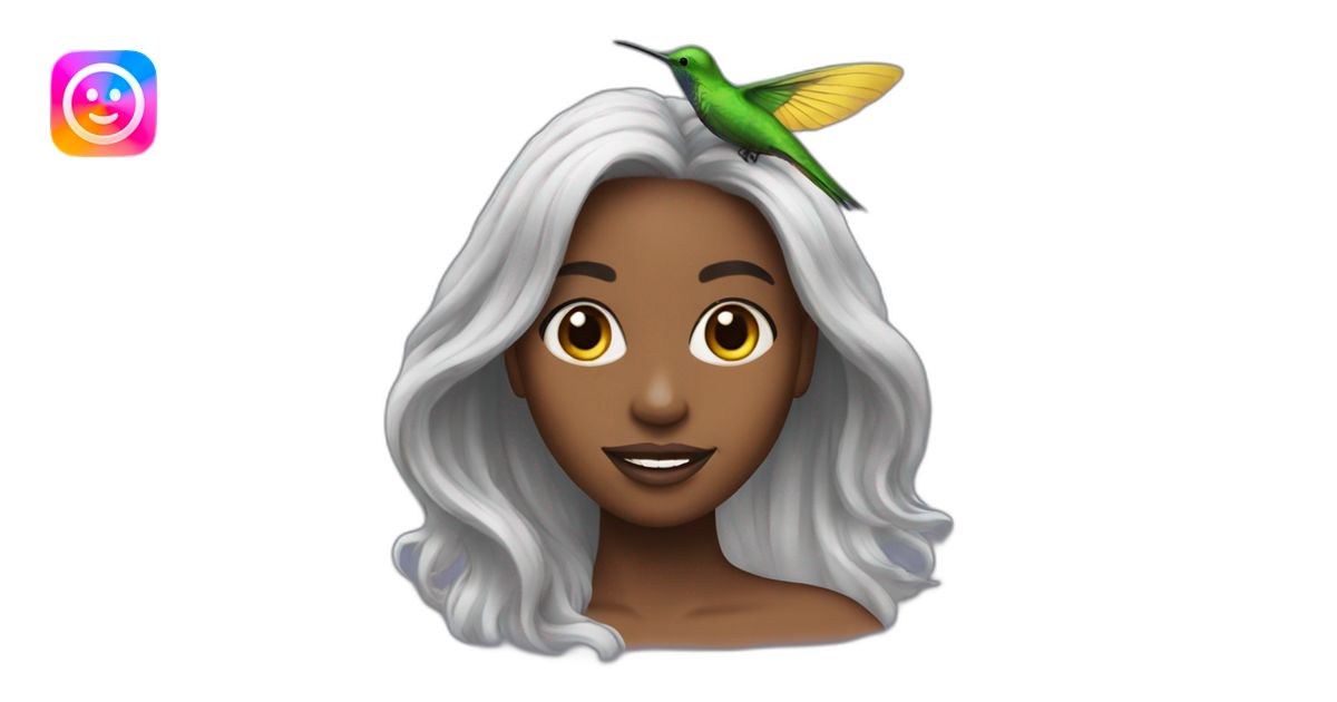Black women with long hair and humming bird emoji | AI Emoji Generator