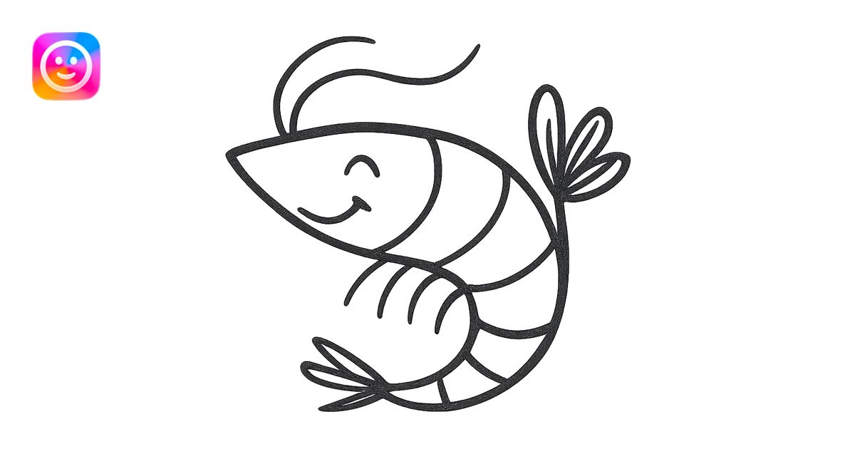 smiling shrimp with black outline icon | AI Emoji Generator