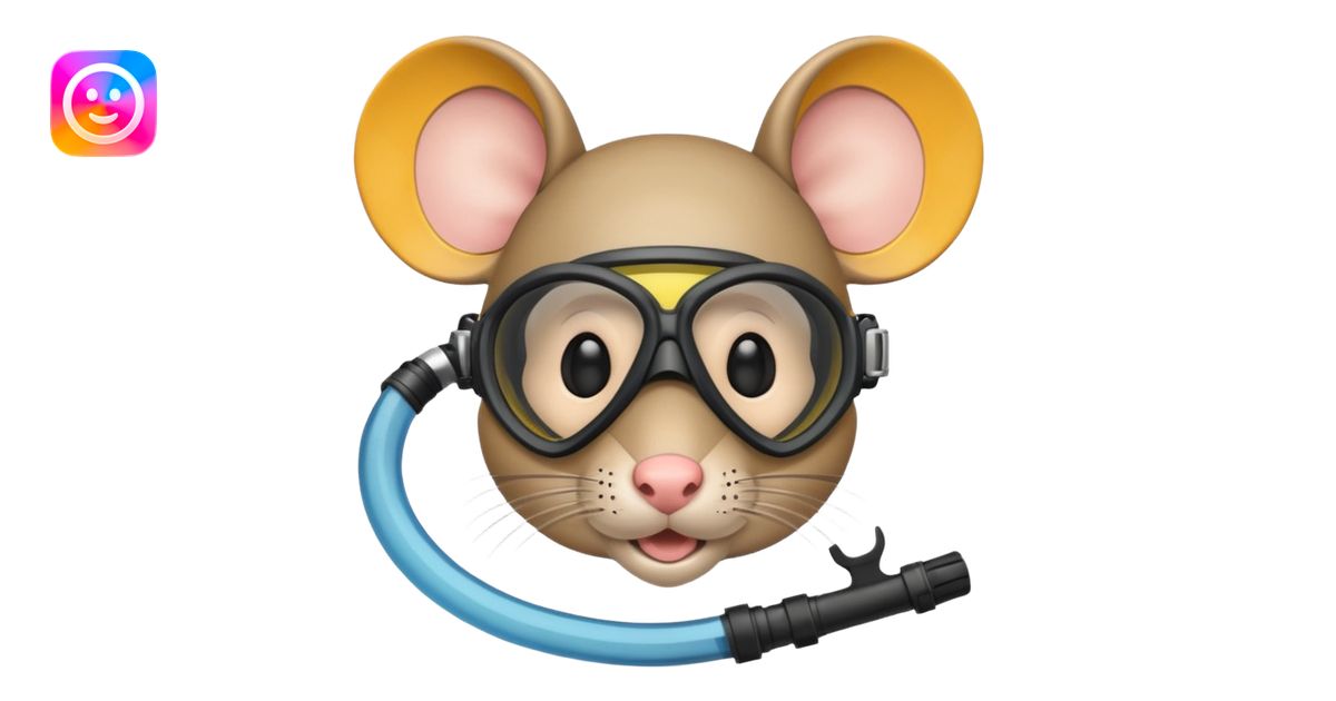 a mouse head with a scuba mask and snorkel in its mouth emoji | AI ...
