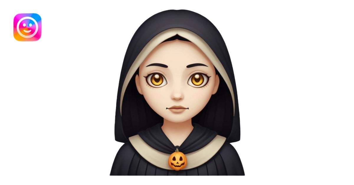 Stylized cult cartoon girl emoji, eerie-cute aesthetic, symmetrical ...