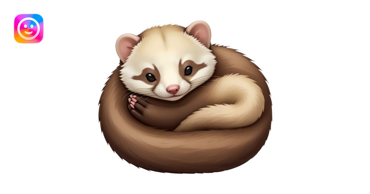 Meme-Worthy Cute Sleeping sable ferret Portrait Emoji, Head resting ...