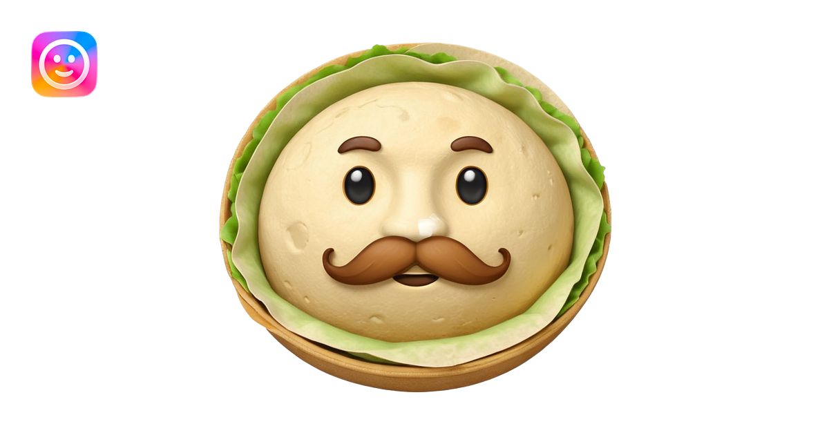 a fresh "Flying" flour tortilla football with a mustache emoji | AI ...