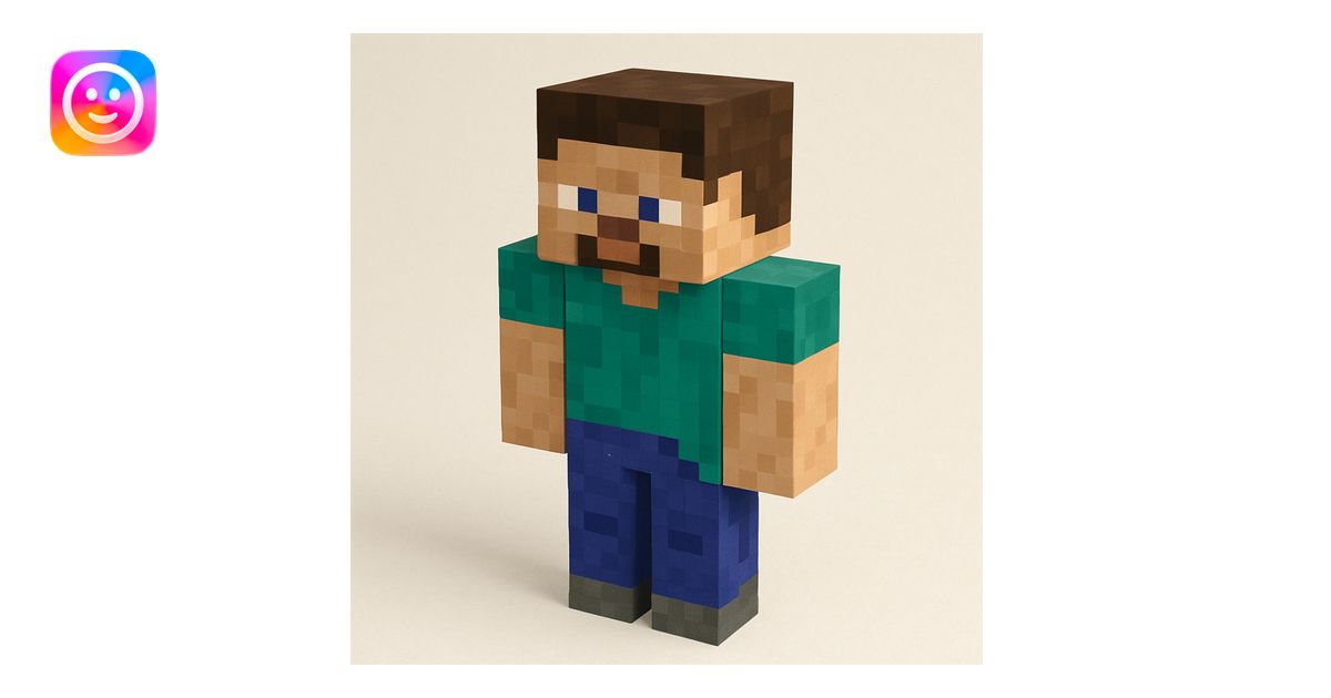 blocky Minecraft character in general style image | AI Emoji Generator