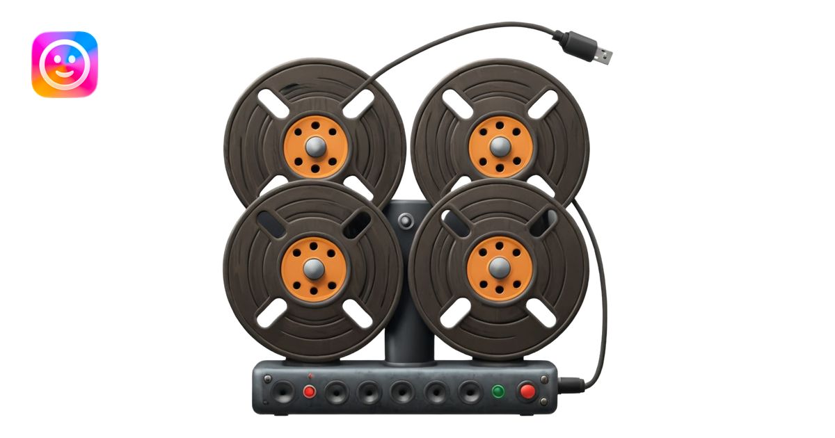 concert black Cable reels connected do a speaker emoji | AI Emoji Generator