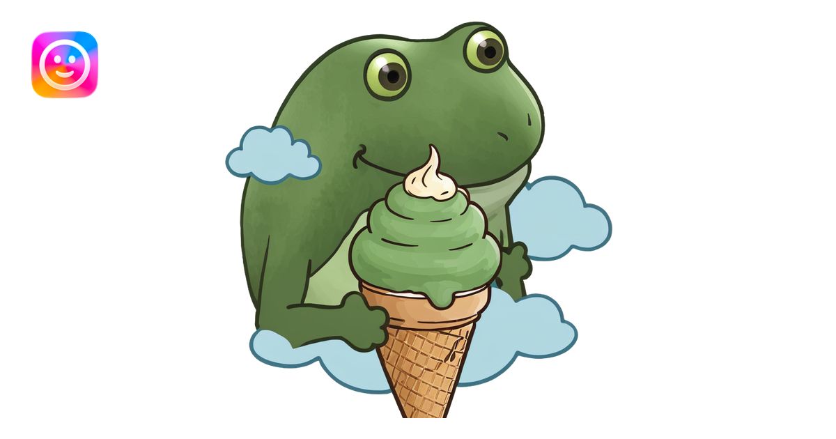 A cloud shape Milk ice cream on a cone meme | AI Emoji Generator