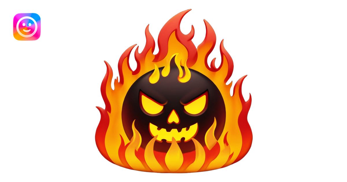 hell view with Red and black with fire, devily emoji | AI Emoji Generator