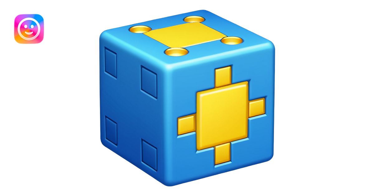 A basic geometry dash cube with default colors with no background emoji | AI Emoji Generator