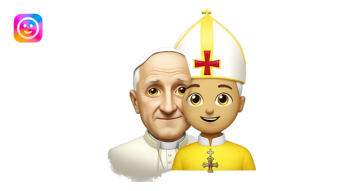 polish pope (yellow) next to a kid emoji | AI Emoji Generator