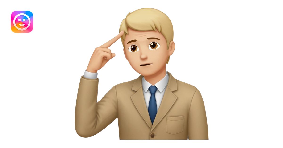 man looking up to the top right, index finger touching his temple ...