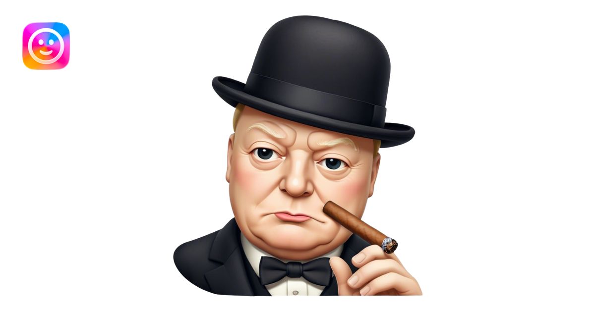 Cinematic Realistic Winston Churchill Portrait Emoji, depicted as a ...