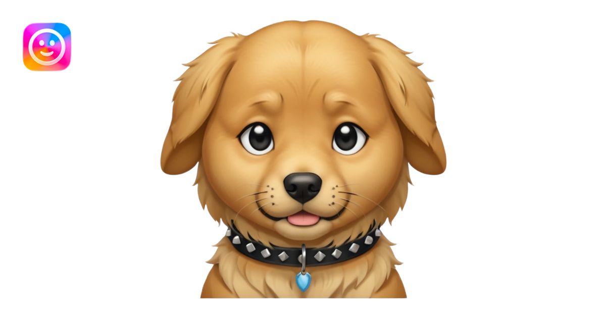 Crying golden retriever dog wearing goth accessories emoji | AI Emoji ...