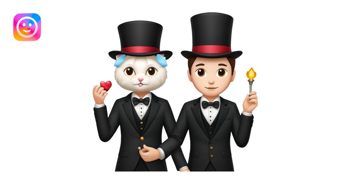 magician couple and their pet cat emoji | AI Emoji Generator