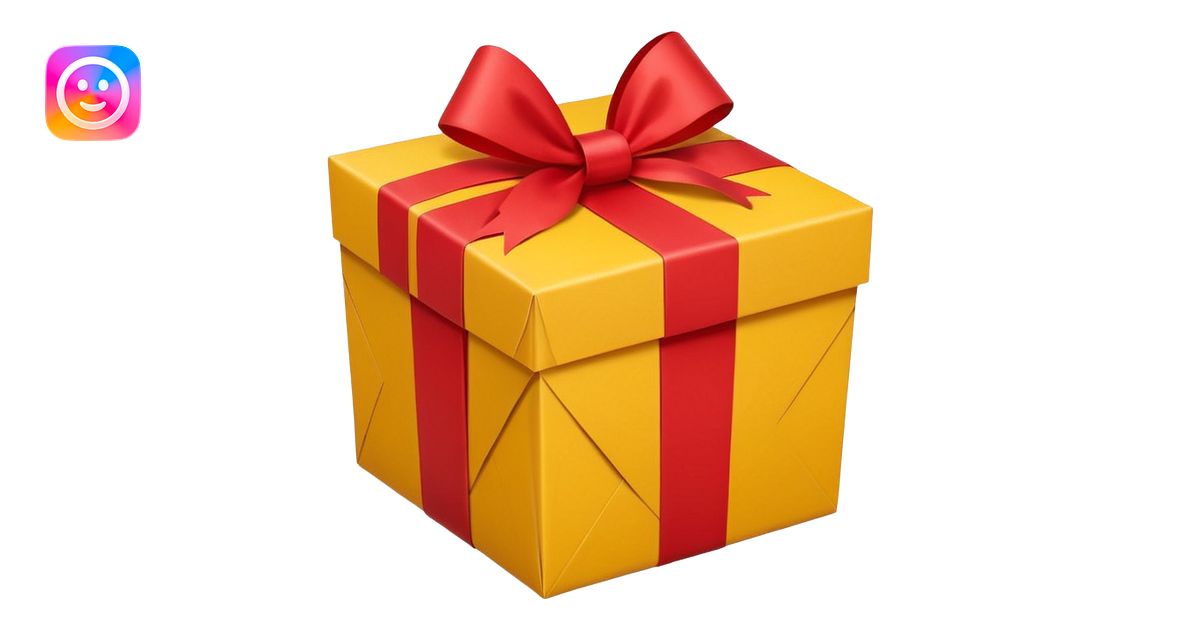 box with yellow wrapping paper and a length of red ribbon surrounding ...