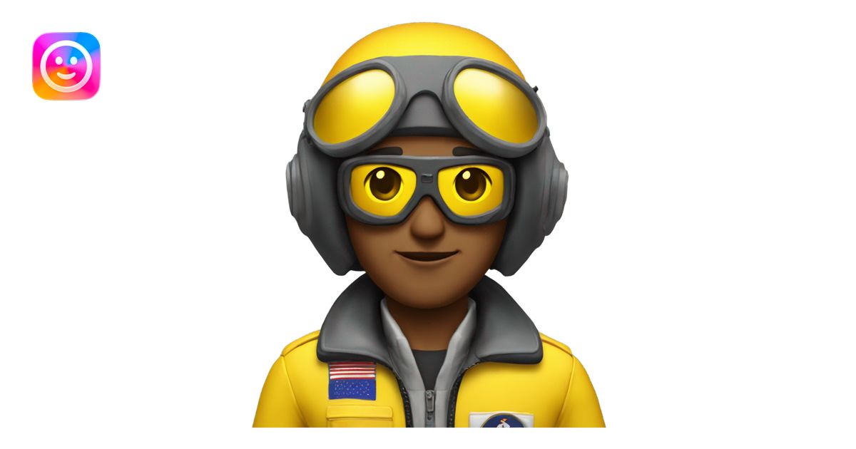 Jet Pilot with yellow suit and helmet with black goggles emoji | AI ...