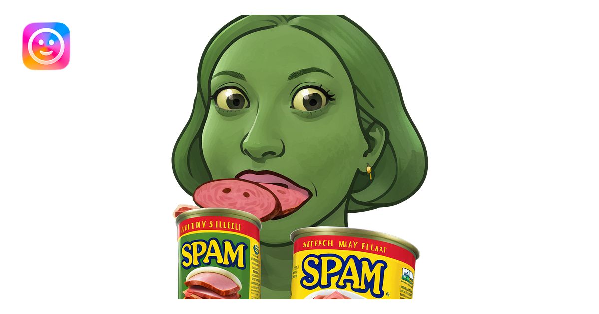 kawaii lady with spam meat meme | AI Emoji Generator