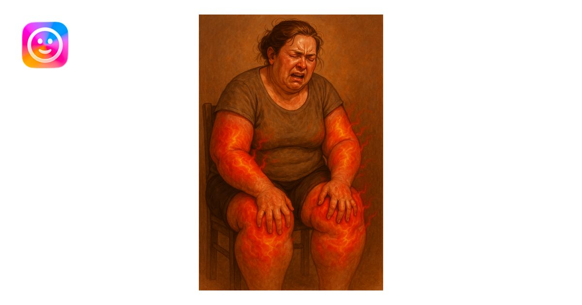 "Woman with lipedema experiencing constant burning and aching pain in ...