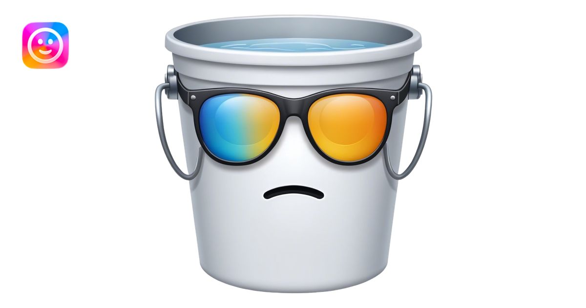 sad bucket with sunglasses emoji | AI Emoji Generator
