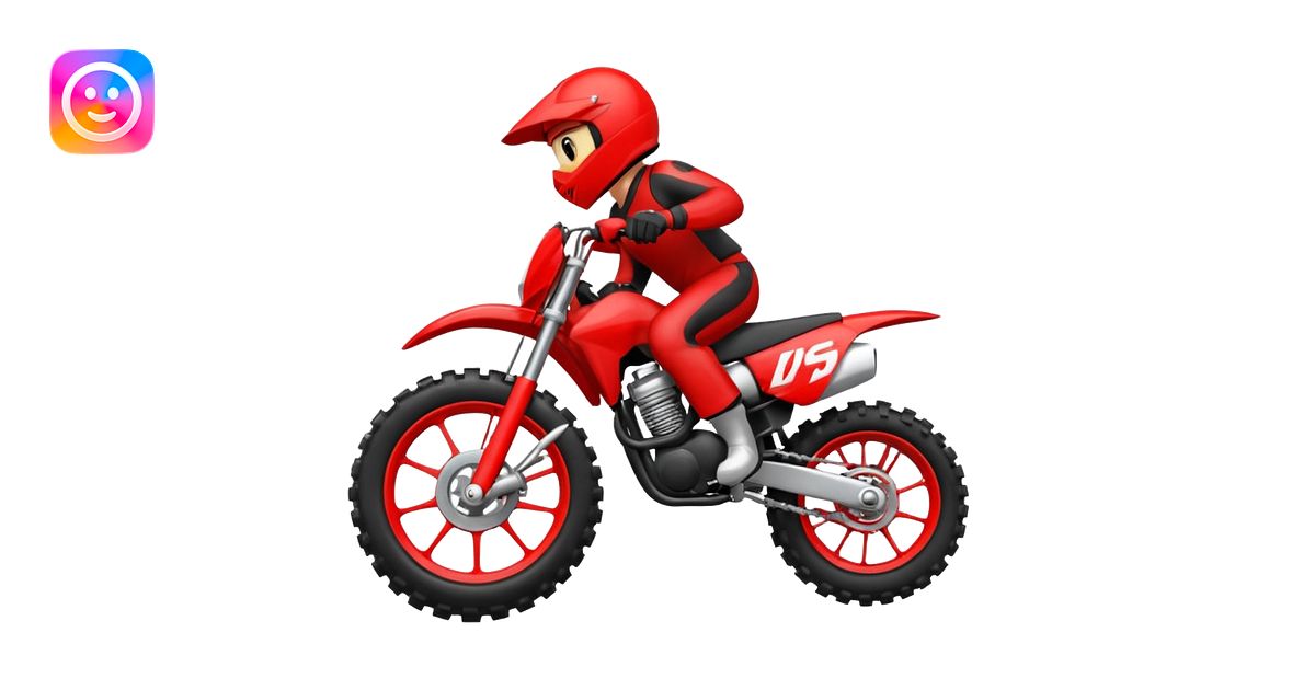 Moto cross noire et rouge avec des pneus lisses emoji | AI Emoji Generator