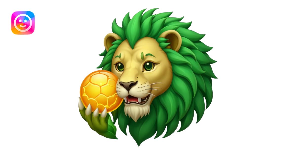 Alchemist style green lion devouring sun emoji | AI Emoji Generator
