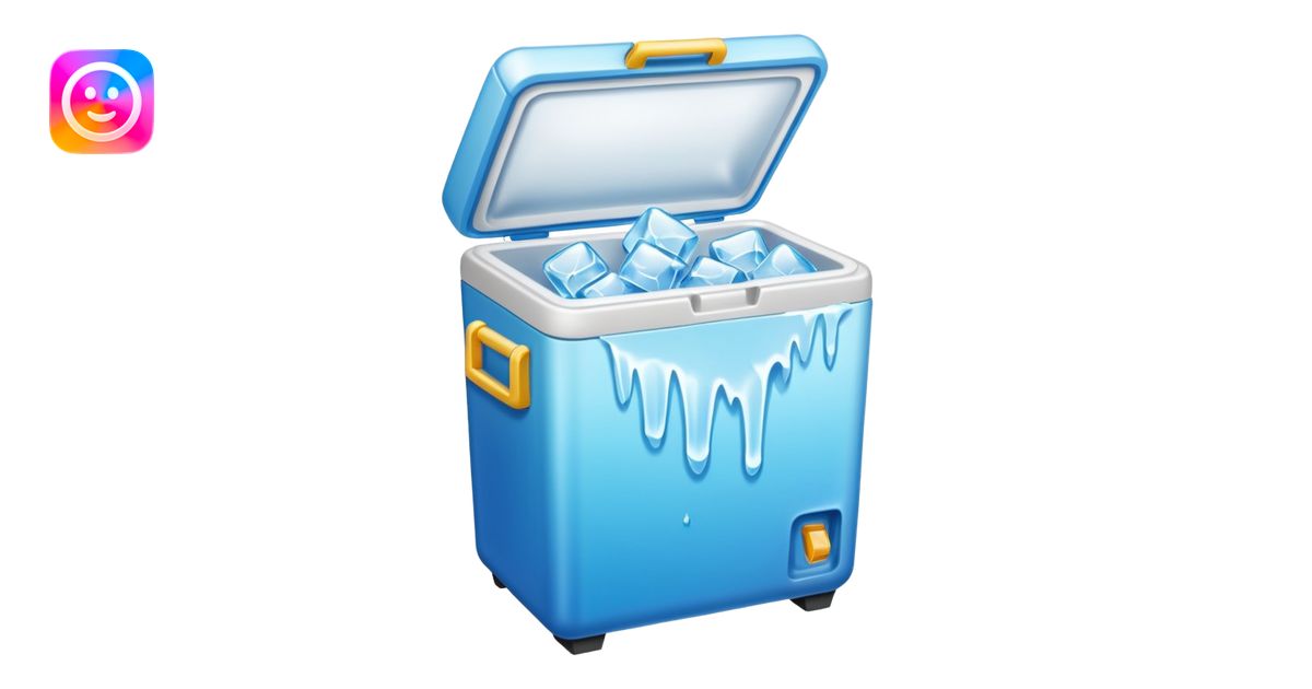 An open cooler with a bunch of ice spilling out emoji | AI Emoji Generator