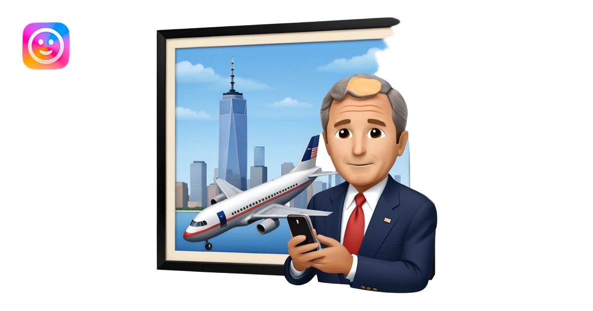 emoji of the world trade center with a plane crashed into it and george ...