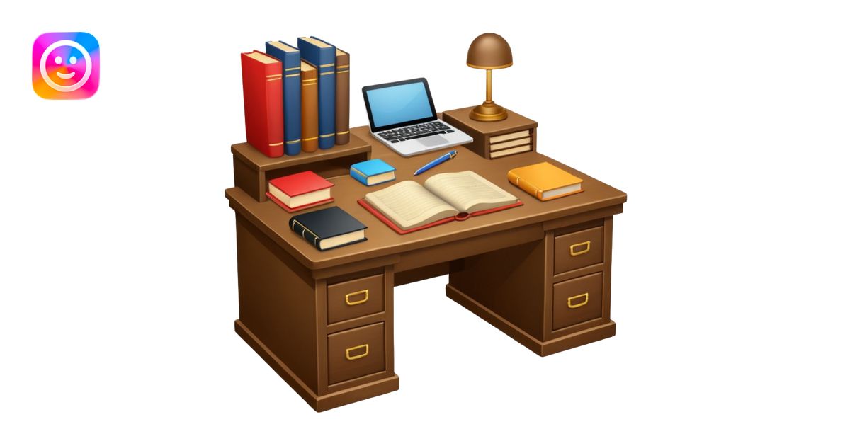 Make a.study table emoji with shelves. emoji | AI Emoji Generator