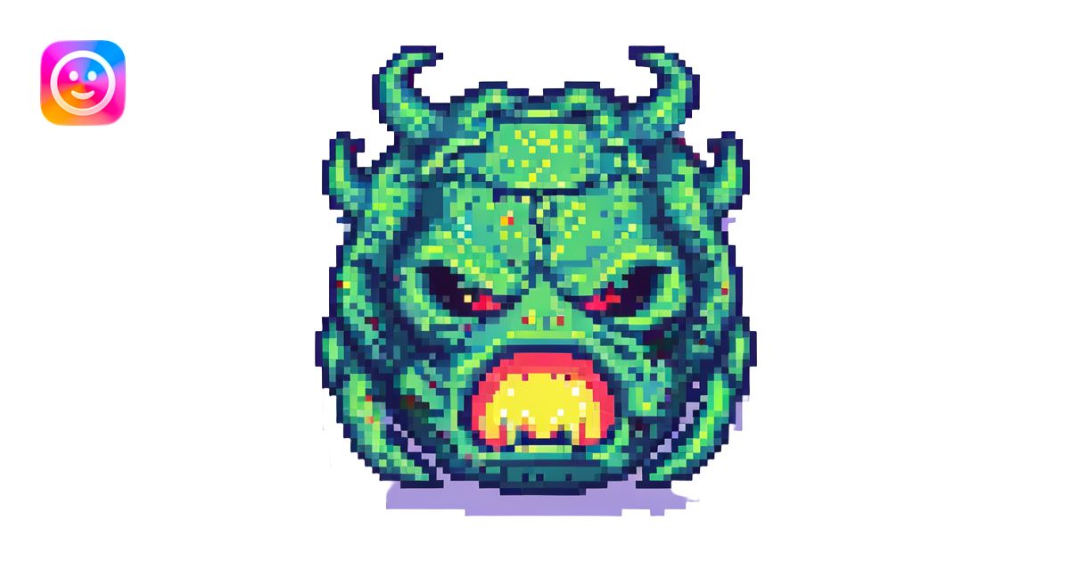 angry slime monster pixel art illustration | AI Emoji Generator