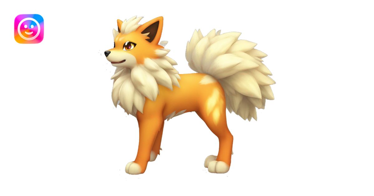 Colorful Shiny Kawaii Cute Arcanine—Vulpix-Fakémon-Pokémon full body ...