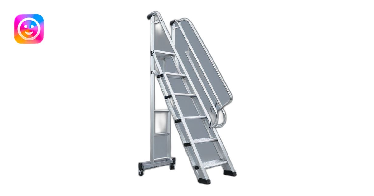aluminium stair ladder 5 steps with platform emoji | AI Emoji Generator