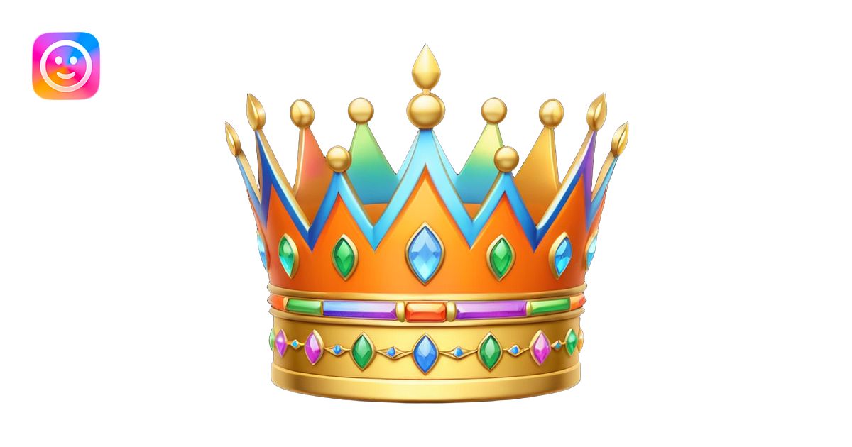 3d crown orange in color with rainbow inlay emoji | AI Emoji Generator