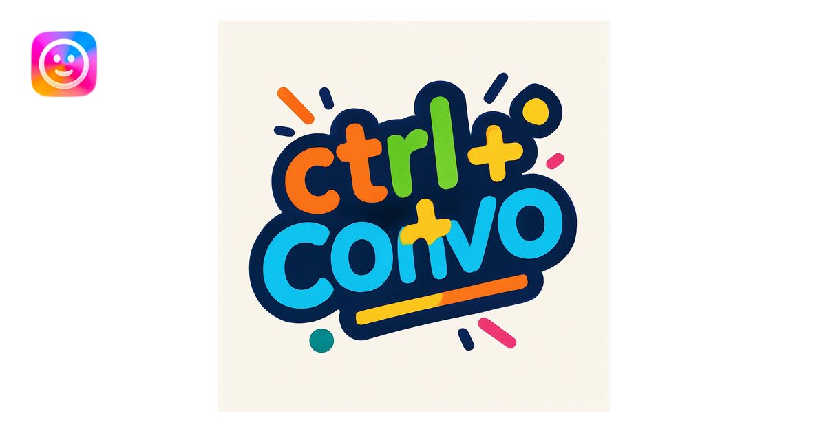 fun logo with the text 'ctrl+alt+Convo', rounded font, bright and ...