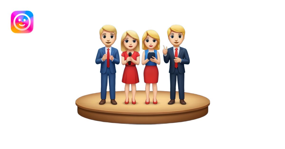 interview, three people, on stage emoji | AI Emoji Generator