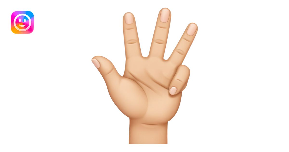 a hand emoji with only the thumb, index finger, and middle finger out ...
