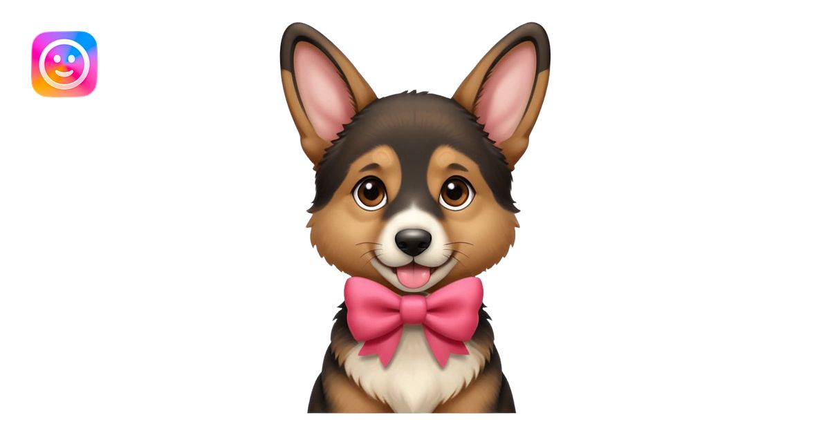 German shepherd puppy with a bow in the neck, like a gift. With the ...