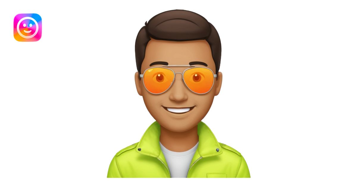 man wearing reflective neon aviator sunglasses emoji | AI Emoji Generator