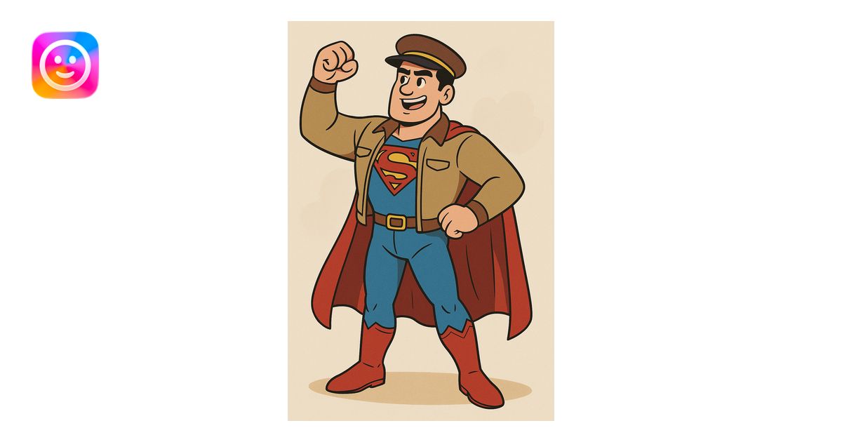 Superman wearing driver clothes, heroic pose, vibrant colors, cartoon ...